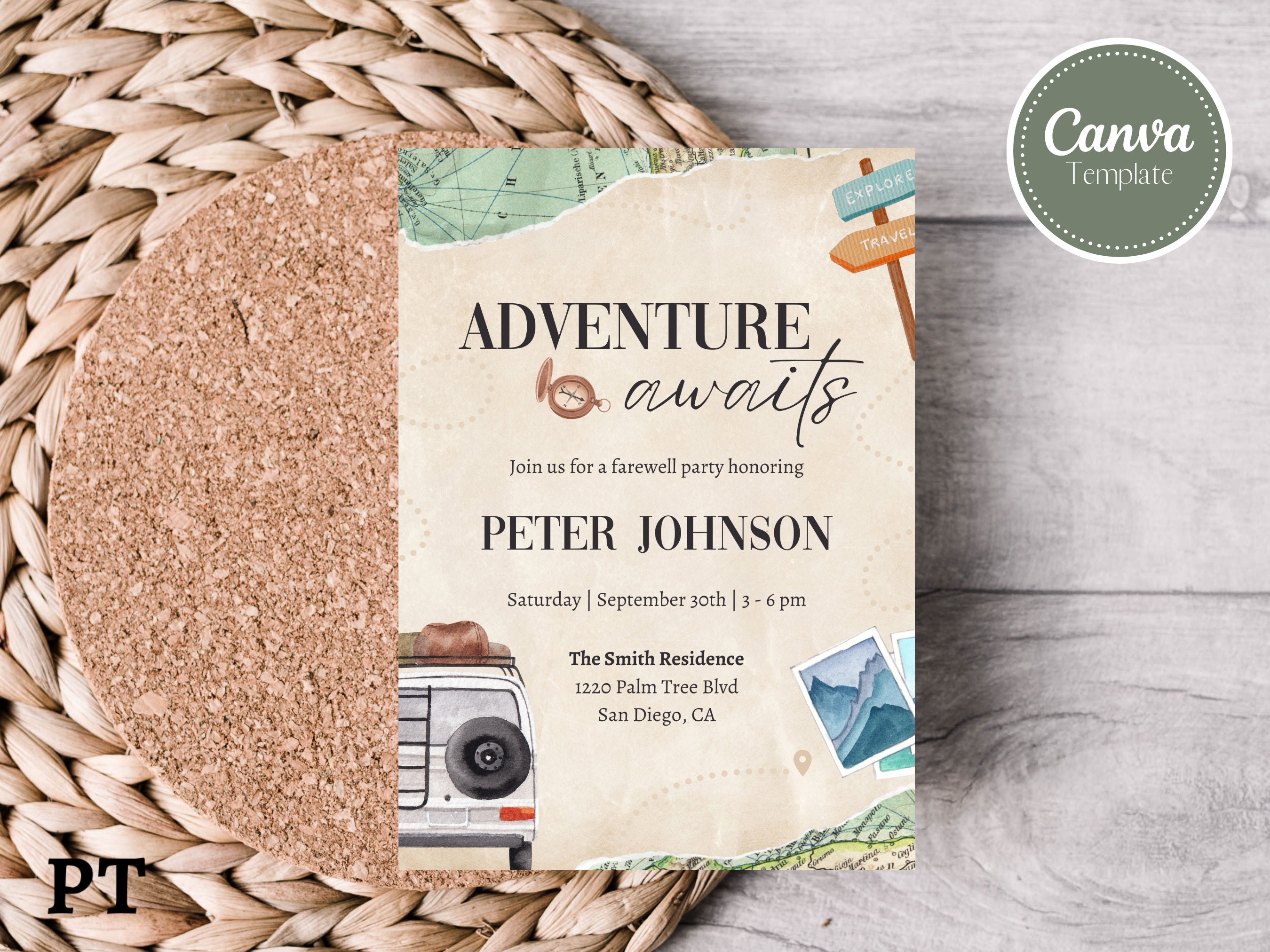 Editable Farewell Party Invitation, Adventure Awaits Invite, Going Away ...