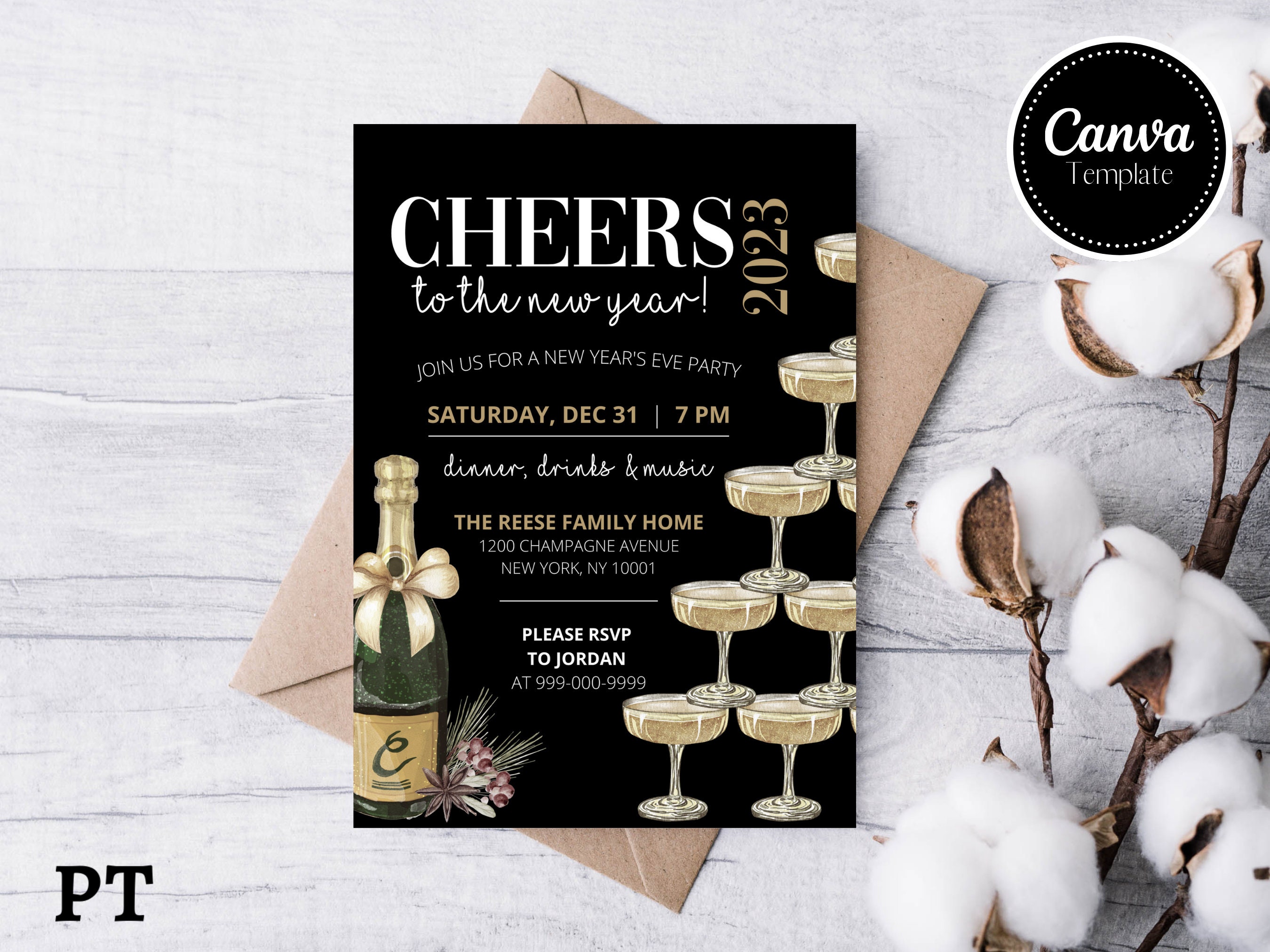 Editable NYE Party Invitation, New Year's 2023 Invite, NYE Invitation ...