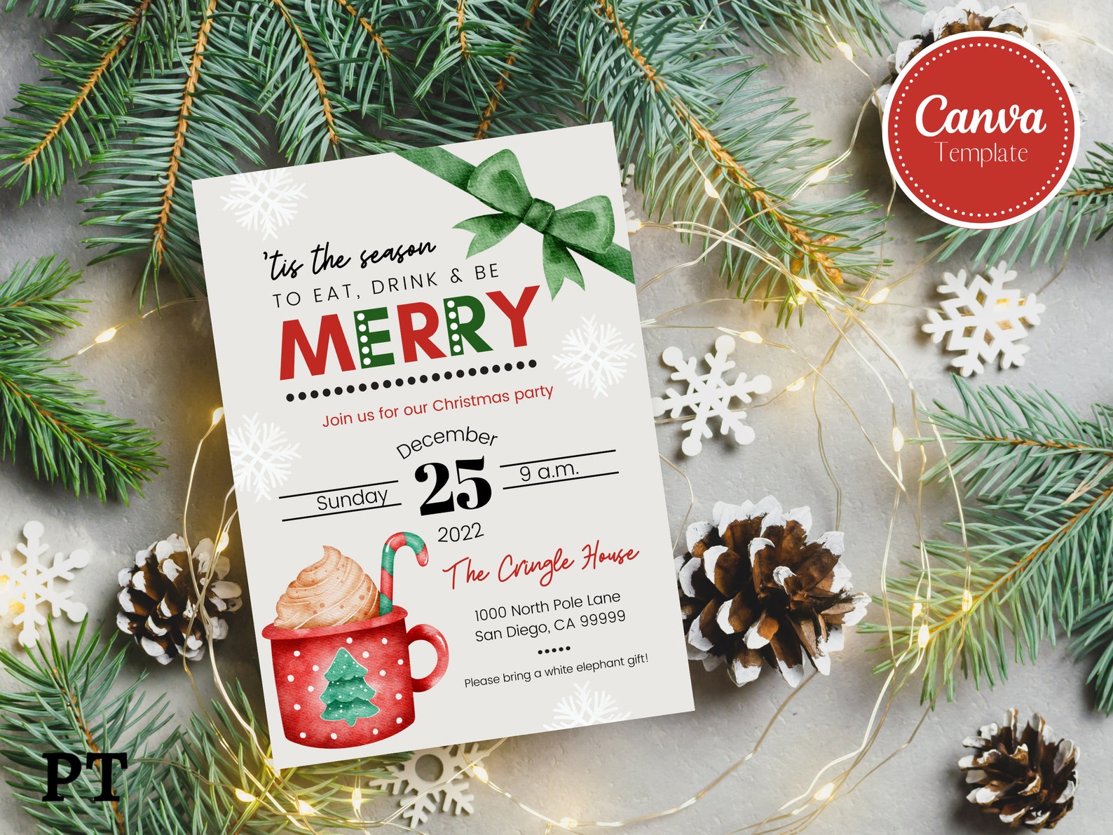 Editable Christmas Party Invitation, Christmas Party Invitation ...