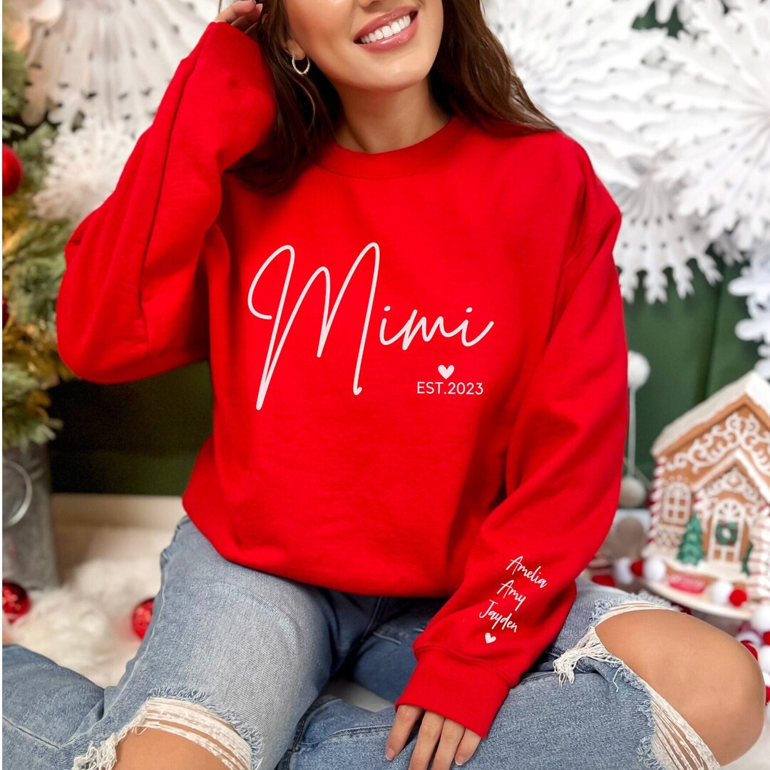 Custom Mimi Sweatshirt With Grandkids Names on Sleeve,mimi Sweatshirt ...