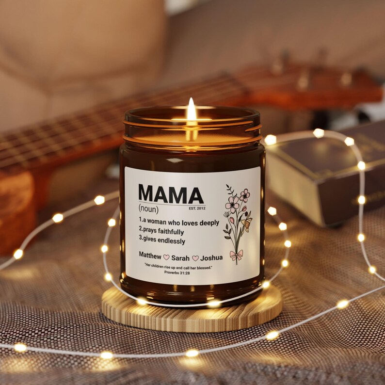 Personalized Birth Flower Mom Candle, Custom Name Gift for Mom, Mother ...