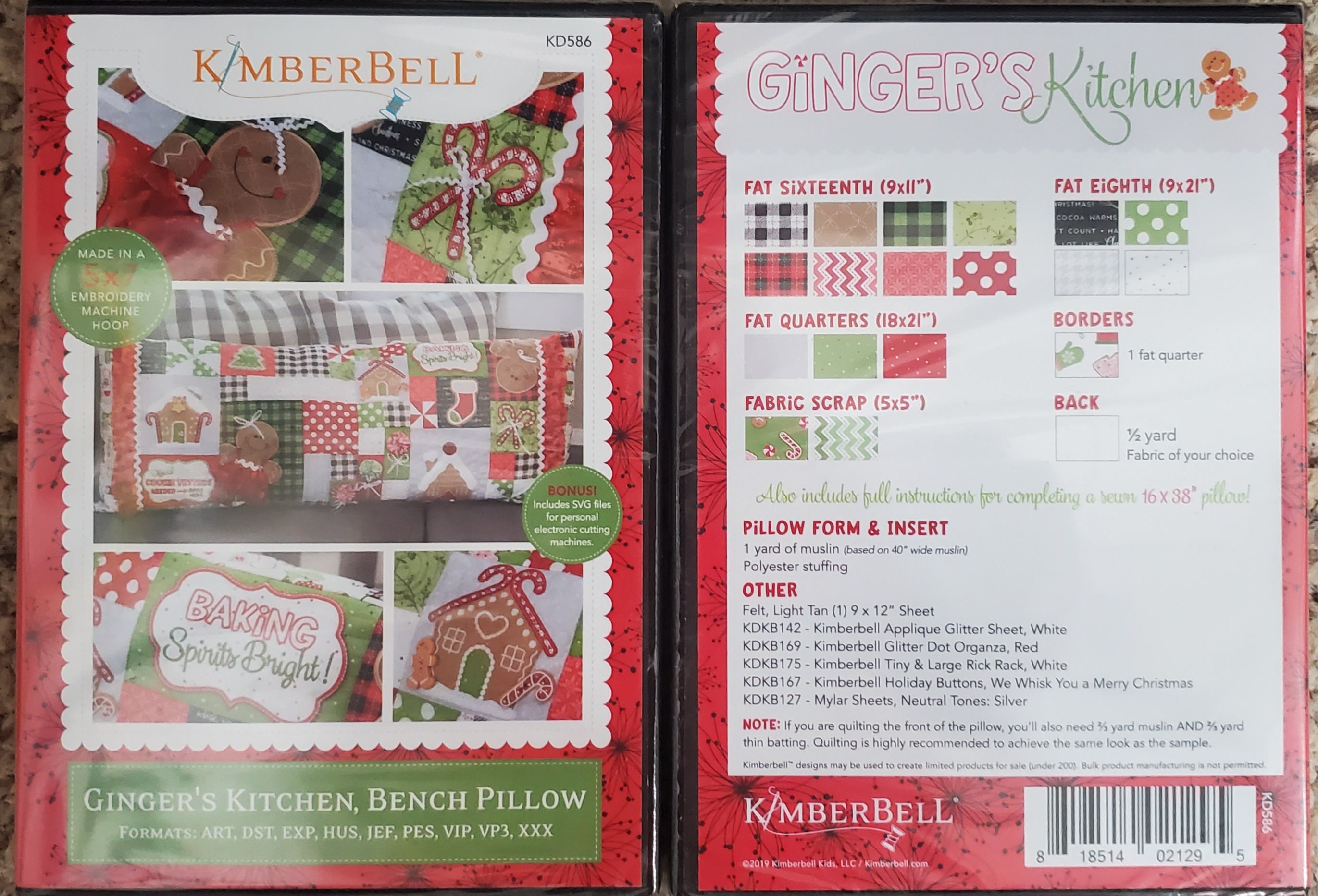 Kimberbell Ginger's Kitchen Bench Pillow - Etsy