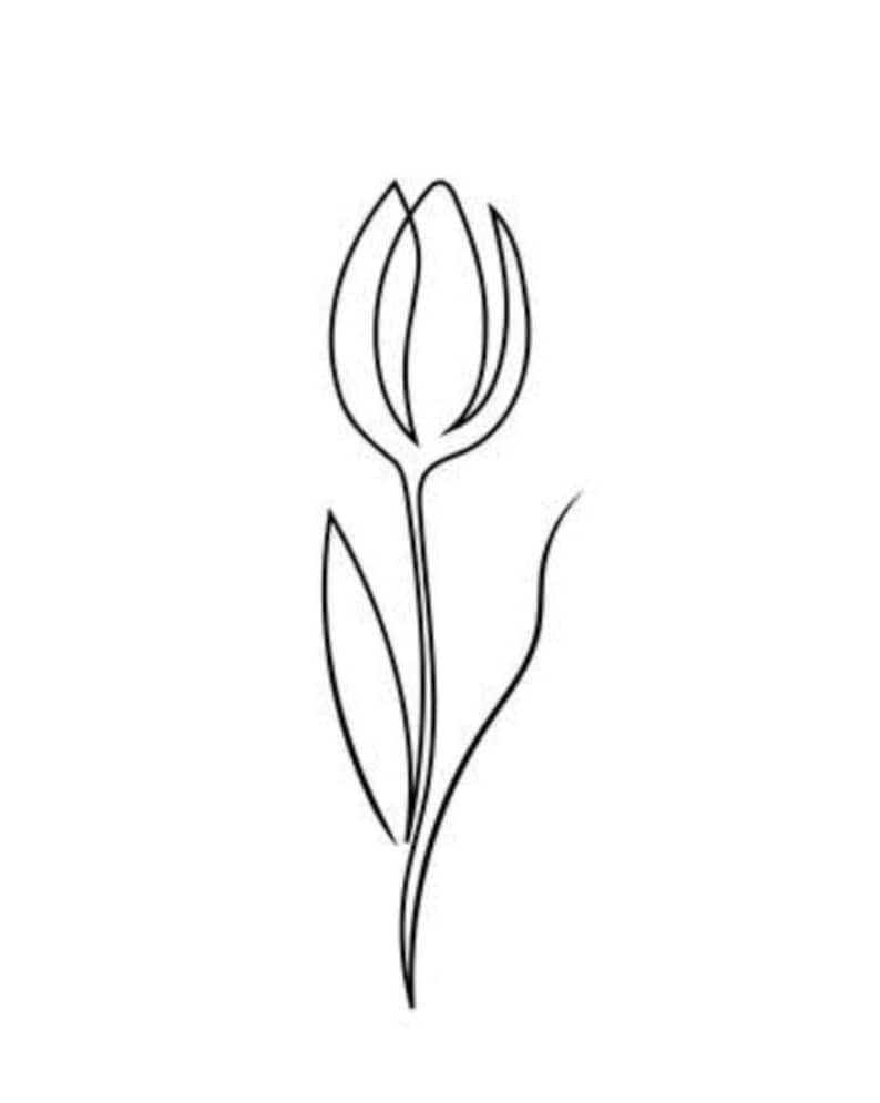 One Line Hand Drawn Minimalist Style Tulip Design. - Etsy