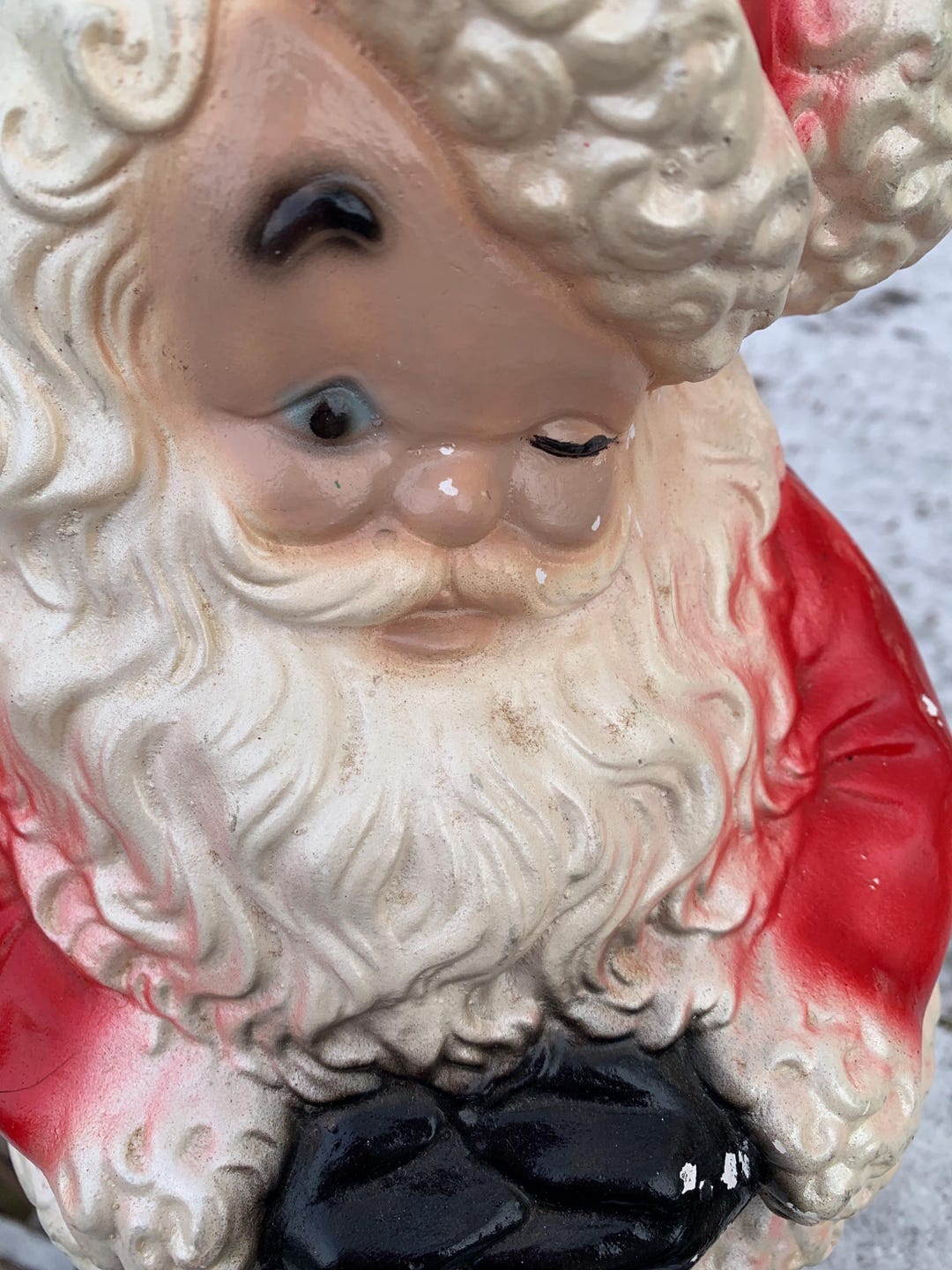 Vintage Large Ceramic Winking Santa - Etsy