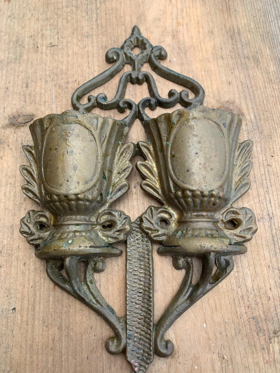 Victorian Brass Match Safe Antique Cast Iron Match Holder, Double Urn ...