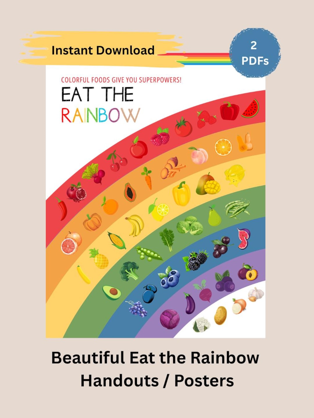Eat the Rainbow Handouts for Kids – Printable Nutrition Education ...