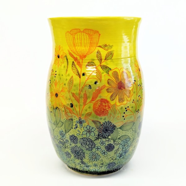 Yellow Flower Vase - Etsy