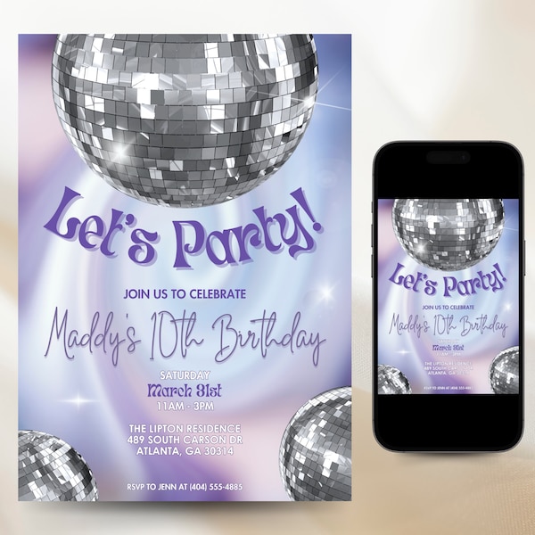 Disco Ball Invitation - Etsy