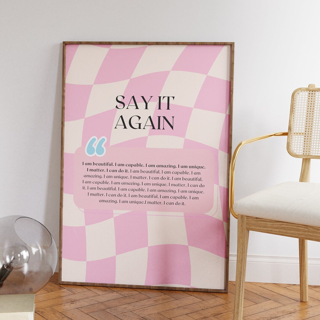 Preppy Wall Art, Wall Art Prints Trendy, Retro Wall Art, Warm Pink ...