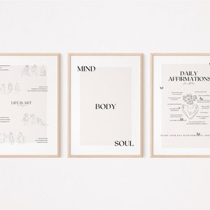 Preppy Wall Art Set of 3, Prints Wall Art Trendy Neutral, Trendy Wall ...