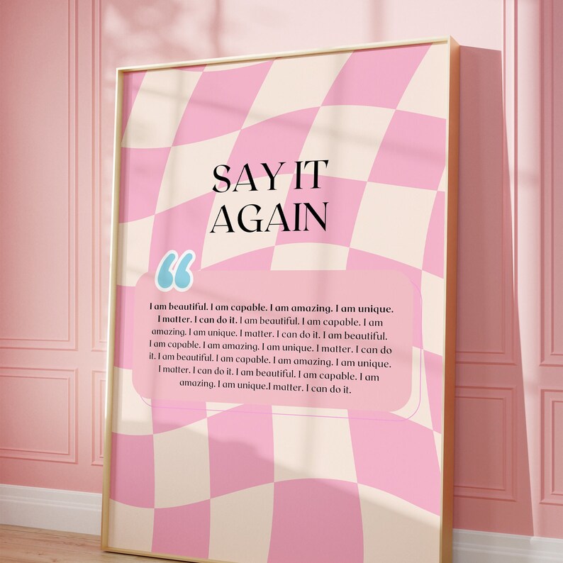 Preppy Wall Art, Wall Art Prints Trendy, Retro Wall Art, Warm Pink ...