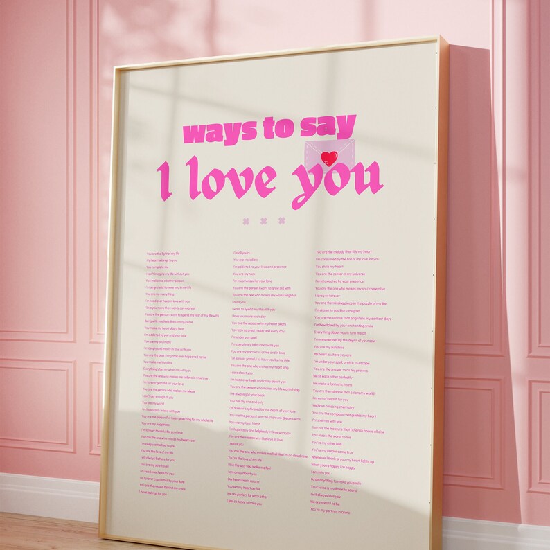 Ways to Say I Love You Printable Wall Art, Preppy Wall Art, Digital ...
