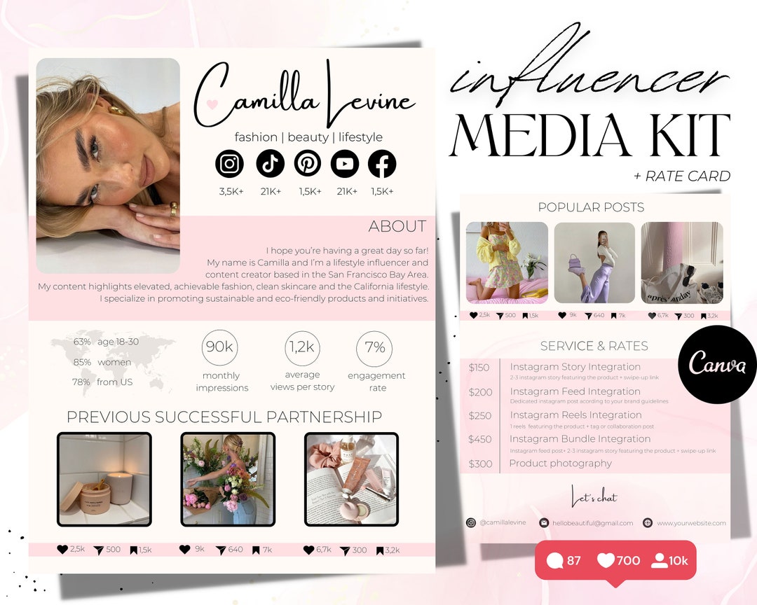 Influencer Media Kit | Media Press Kit | Rate Sheet for Influencers ...