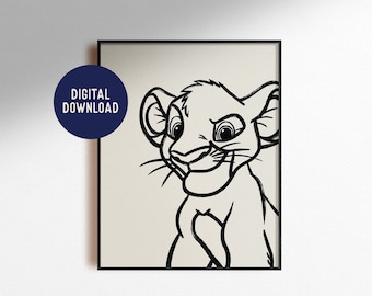 Lion King Simba, Timon, Pumbaa Modern Cartoon Printable Art Digital ...