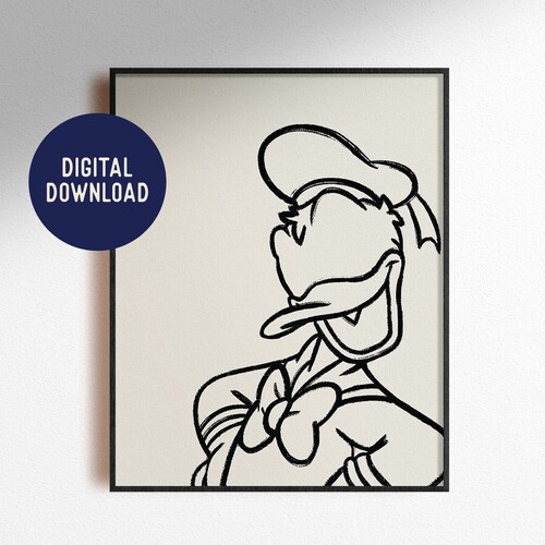 Digital Download Donald Duck Print Drawing Sketch Walt Modern - Etsy