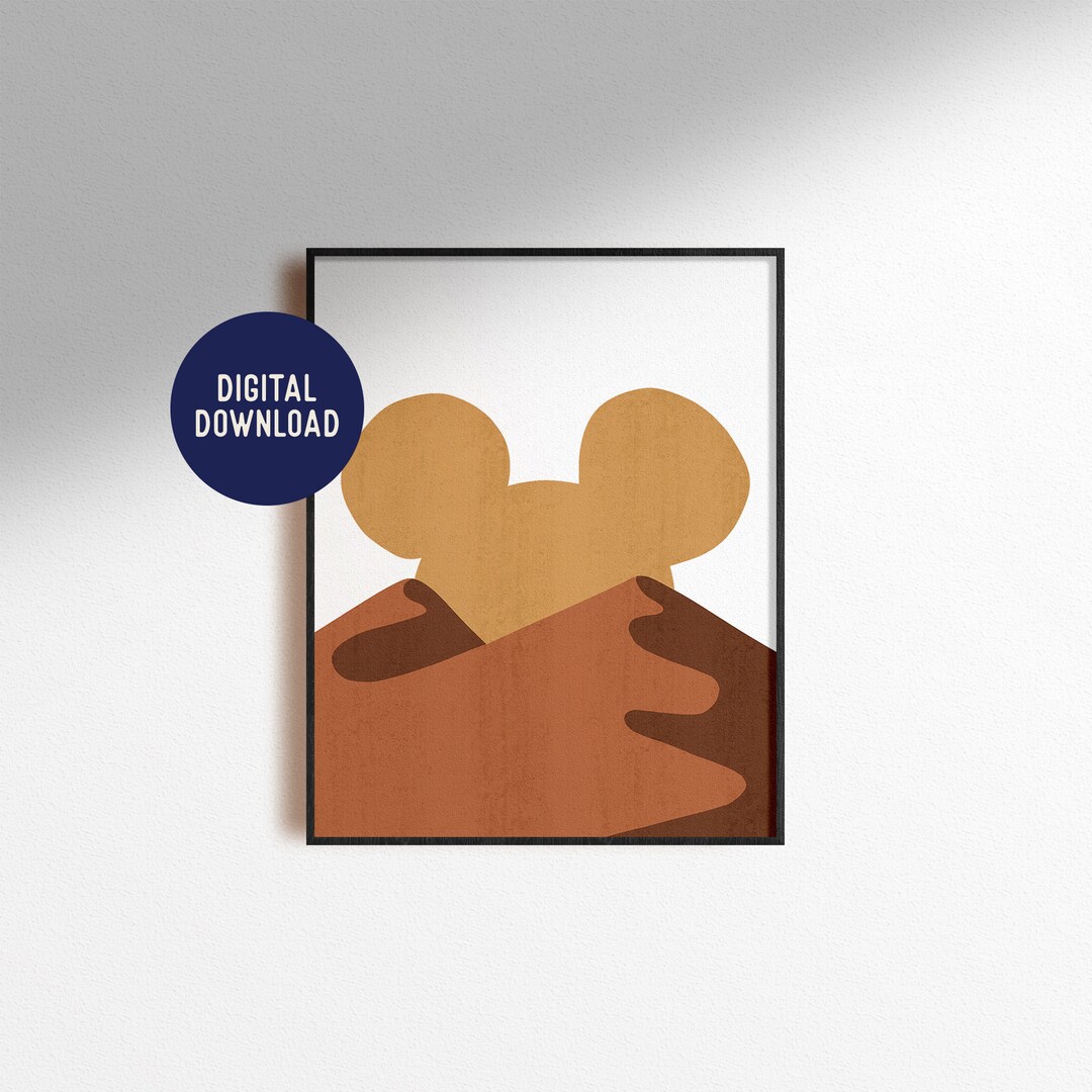 Digital Download Mickey Mouse Desert Sun Print Minimal Mid Century ...