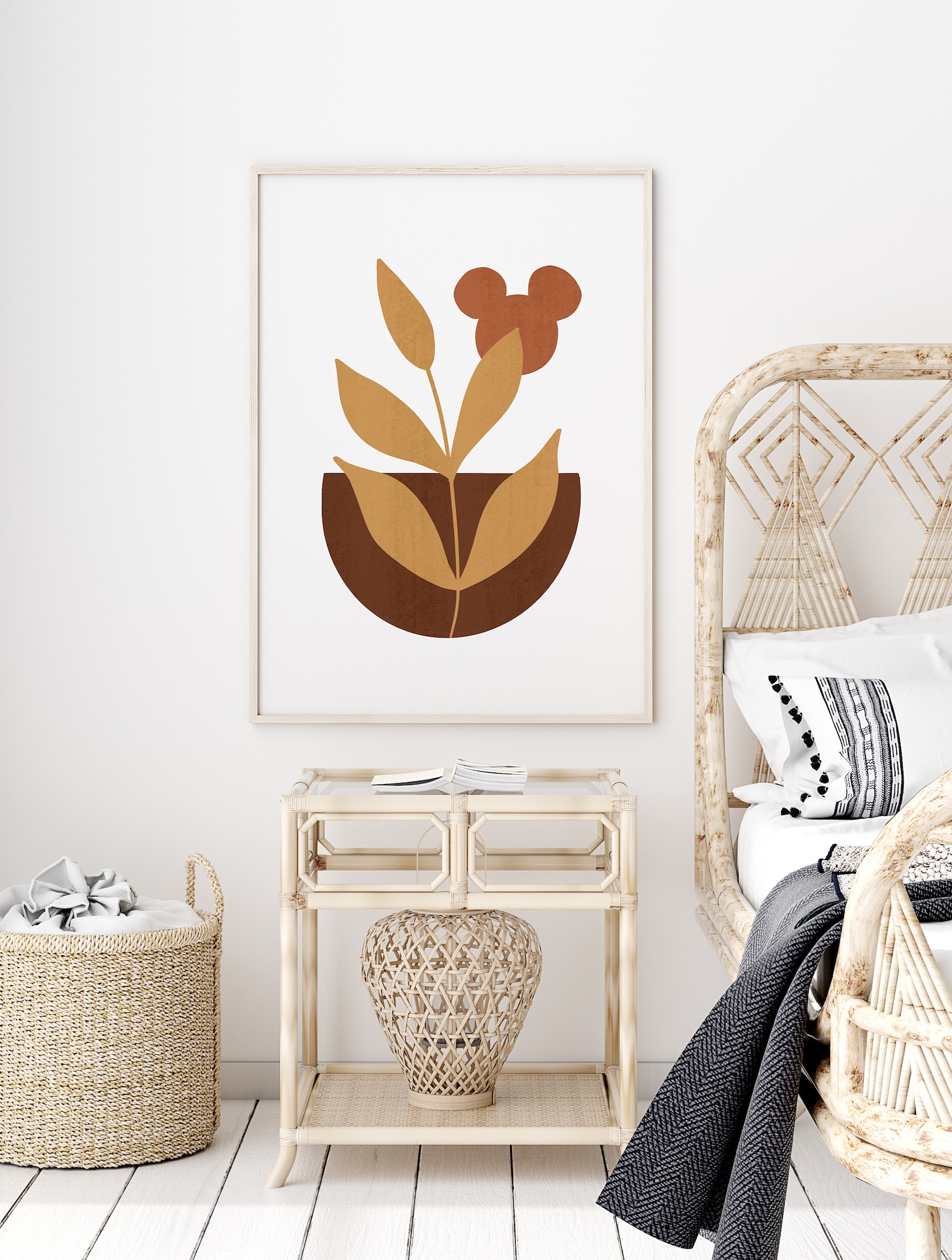 Digital Download Mickey Mouse Plant Print Minimal Mid Century - Etsy