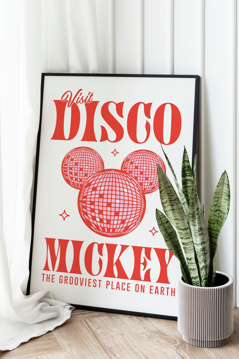 Digital Download Disco Mickey Mouse Print Artwork Minimal - Etsy