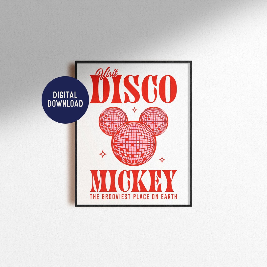 Digital Download Disco Mickey Mouse Print Artwork Minimal Retro Vintage ...