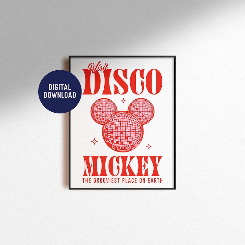 Digital Download Disco Mickey Mouse Print Artwork Minimal - Etsy