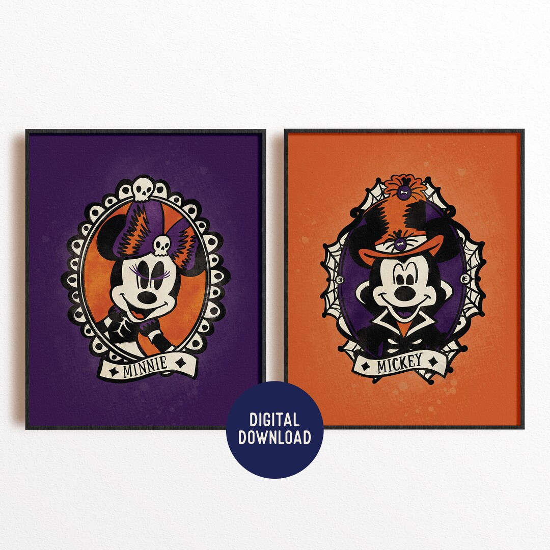 Set of 2 Digital Download Halloween Prints Mickey Not so Scary Minnie ...
