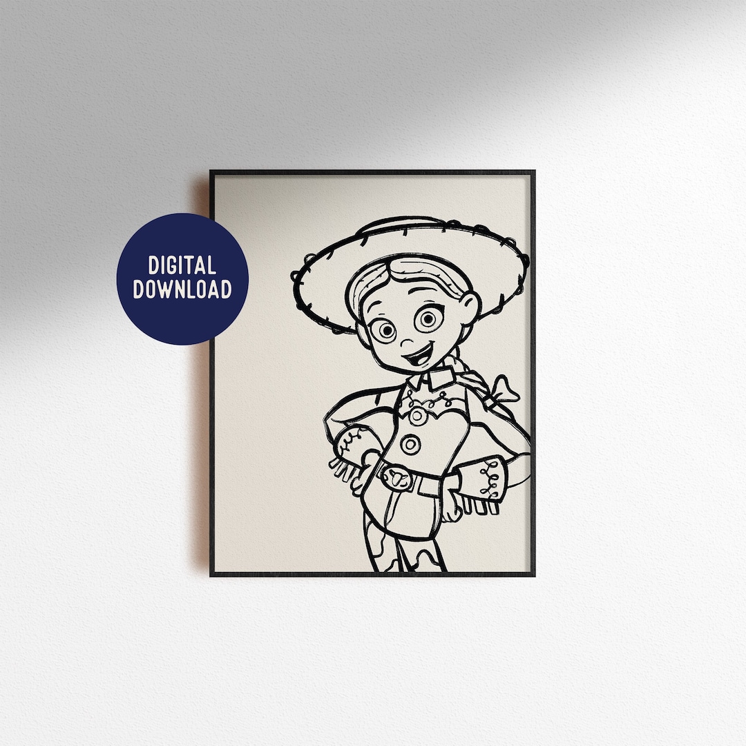 Digital Download Jessie Print Drawing Sketch Toy Story Pixar Movie Boho ...