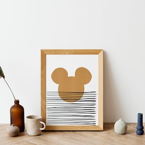 Digital Download Mickey Mouse Abstract Boho Print Minimal Mid Century ...