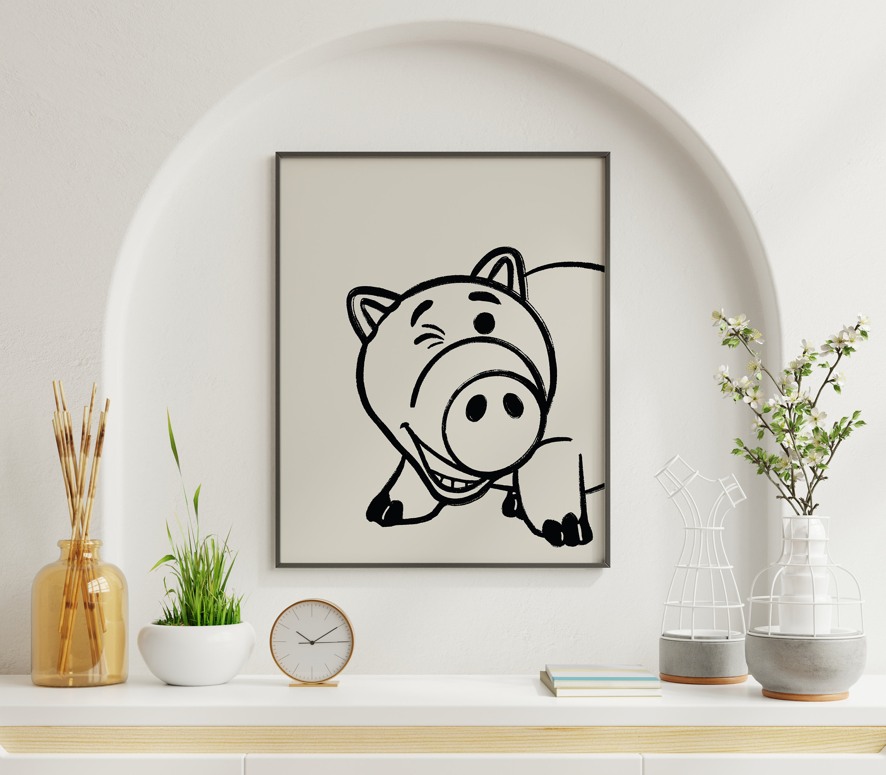 Digital Download Hamm Print Drawing Sketch Toy Story Pixar Movie Boho ...