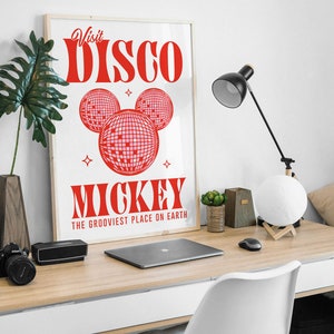 Digital Download Disco Mickey Mouse Print Artwork Minimal Retro Vintage ...