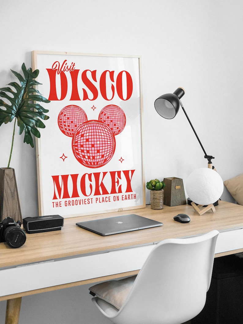 Digital Download Disco Mickey Mouse Print Artwork Minimal - Etsy