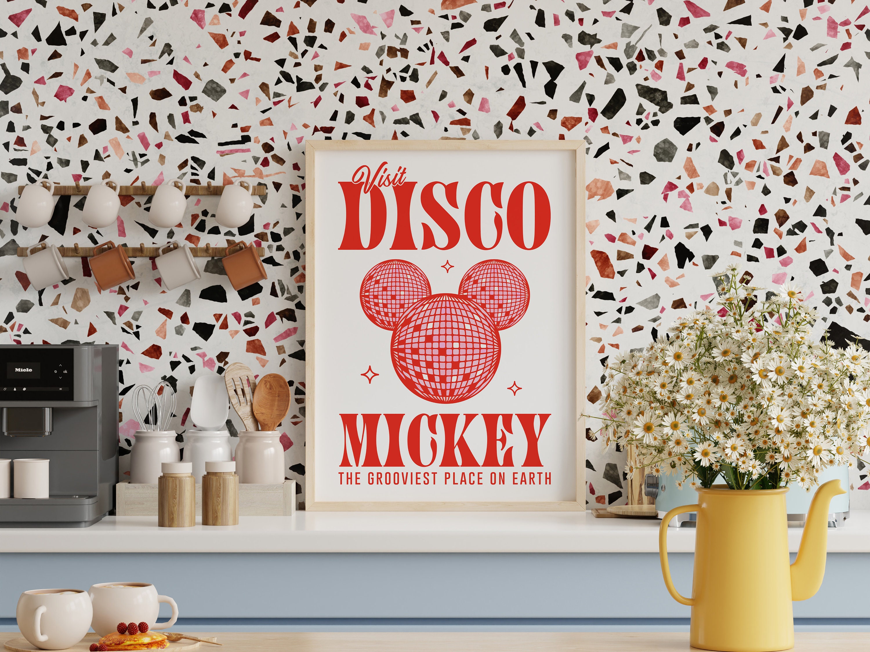 Digital Download Disco Mickey Mouse Print Artwork Minimal Retro Vintage ...