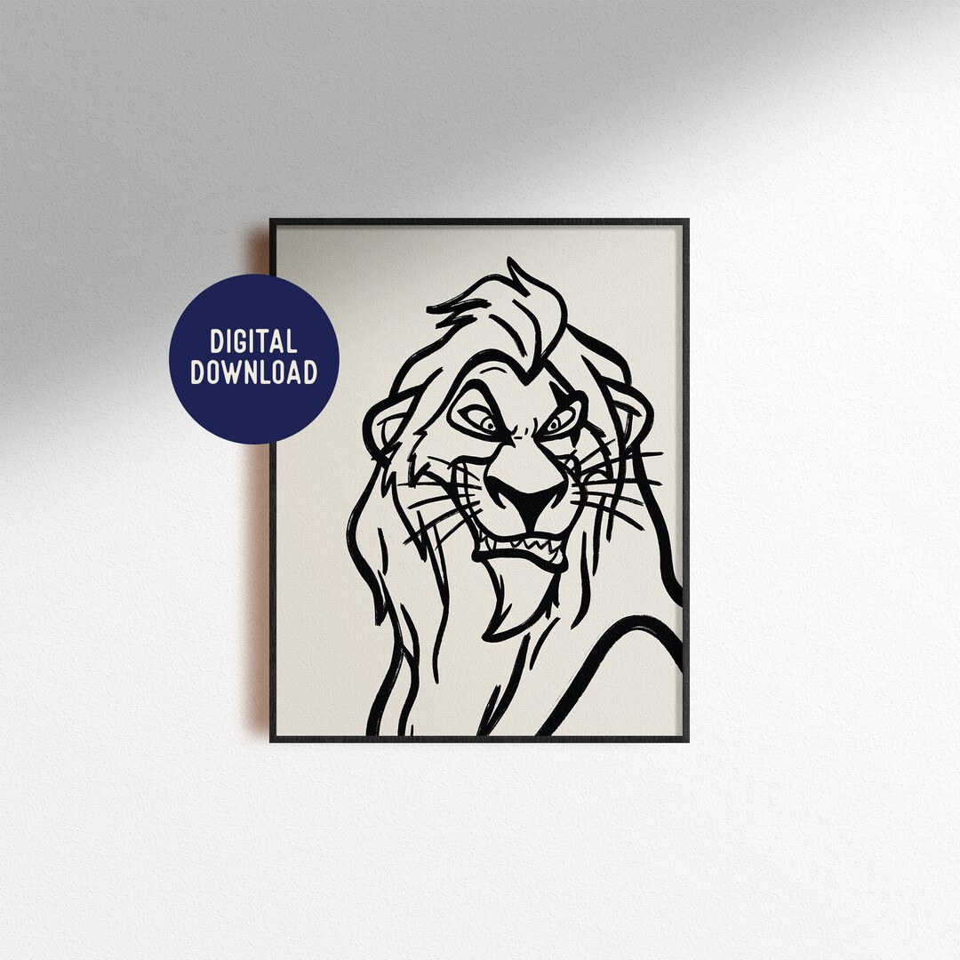 Digital Download Scar Print Drawing Sketch the Lion King Movie Modern ...