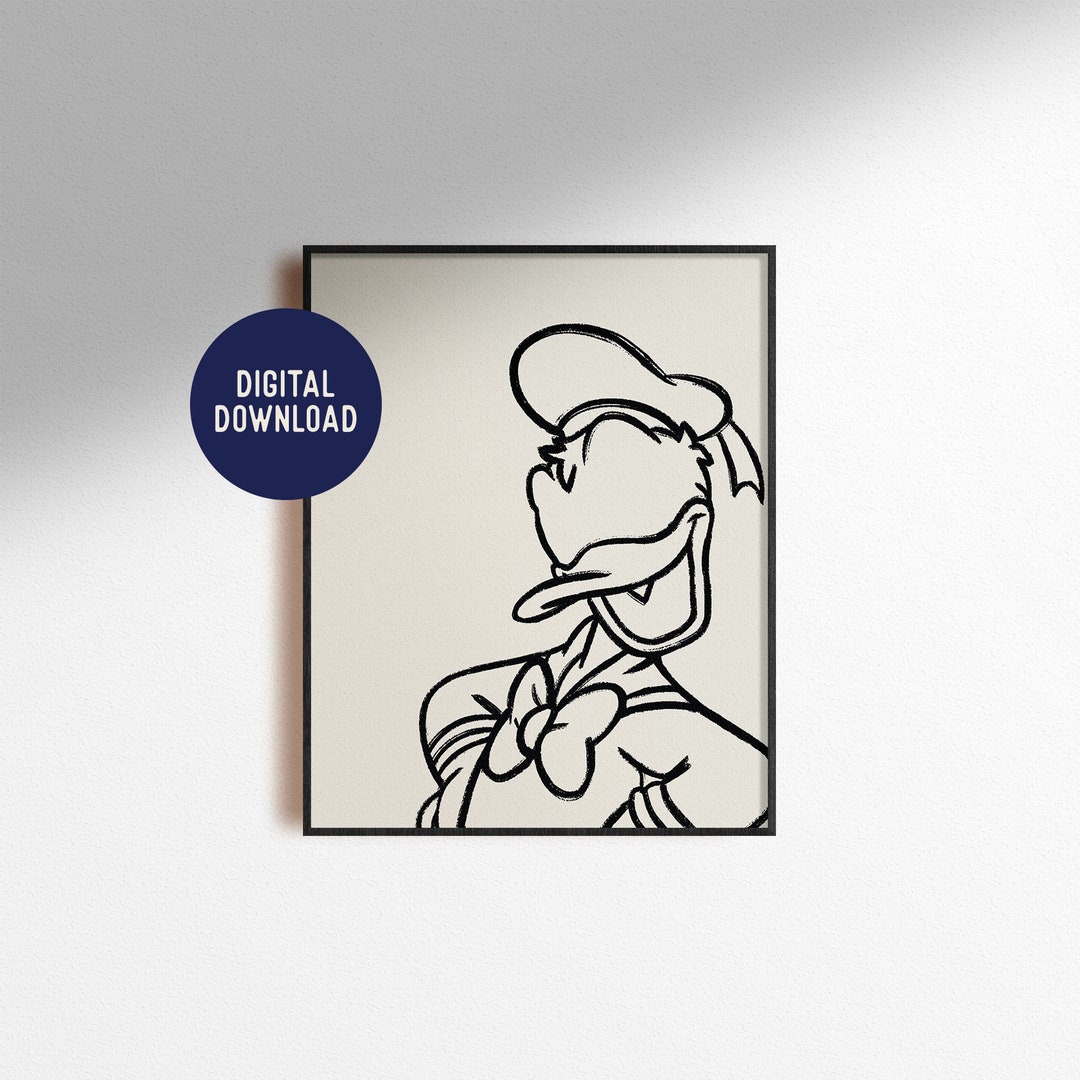 Digital Download Donald Duck Print Drawing Sketch Walt Modern - Etsy