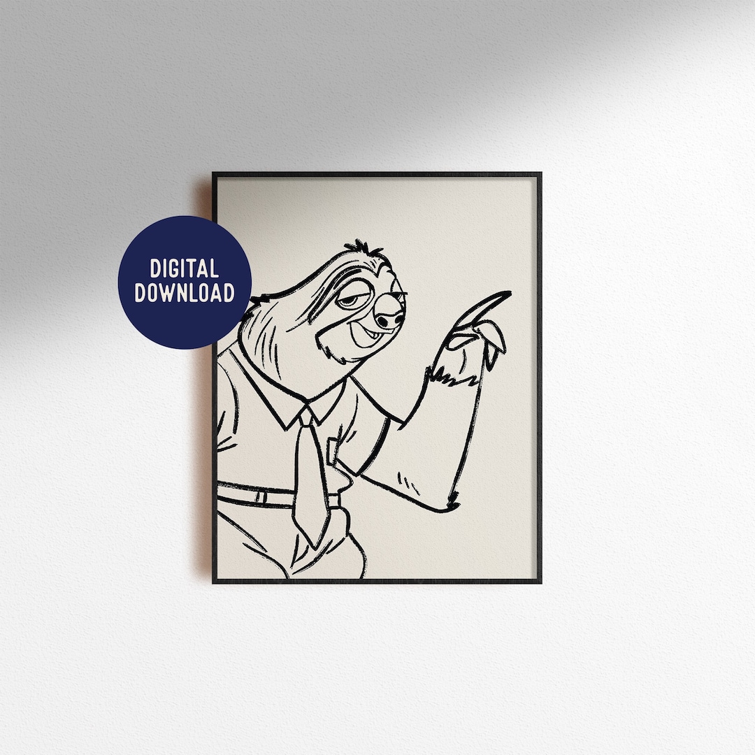 Digital Download Flash Sloth Zootopia Print Artwork Drawing Painting ...