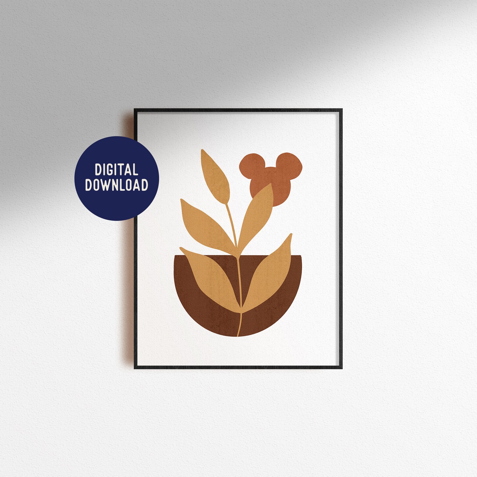 Digital Download Mickey Mouse Plant Print Minimal Mid Century - Etsy