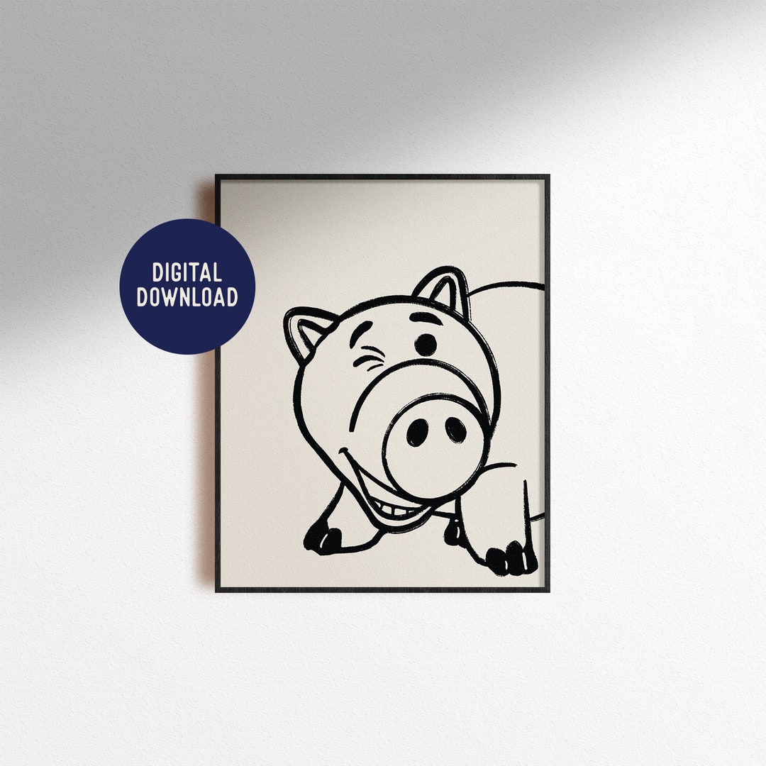 Digital Download Hamm Print Drawing Sketch Toy Story Pixar Movie Boho ...
