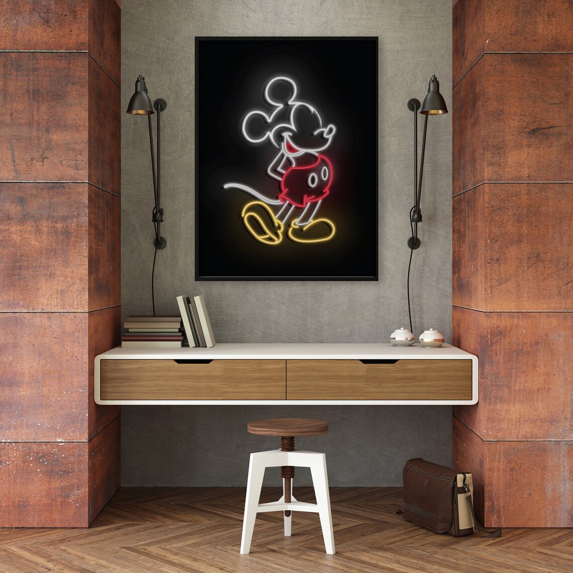 Digital Download Neon Sign Mickey Mouse Print Wall Art Home - Etsy