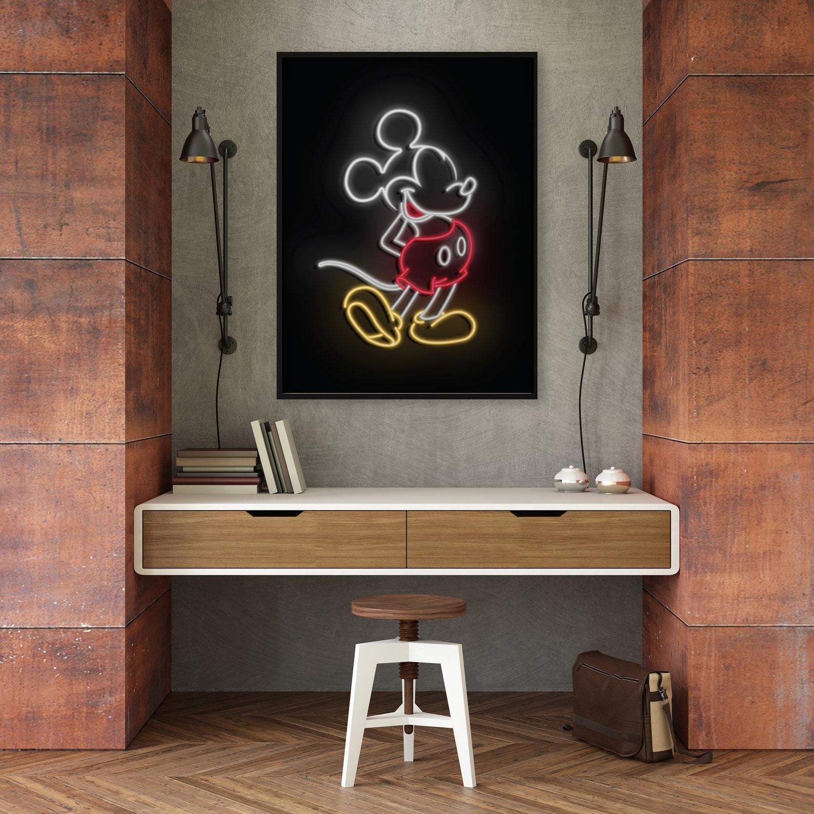 Digital Download Neon Sign Mickey Mouse Print Wall Art Home - Etsy