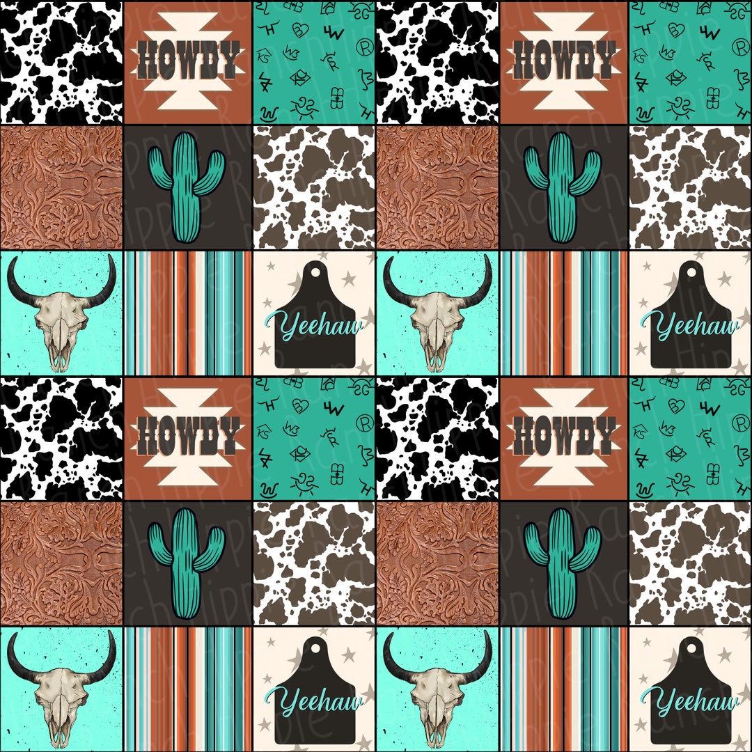 Western Quilt Style Seamless Pattern. Digital Download Only. Png File ...