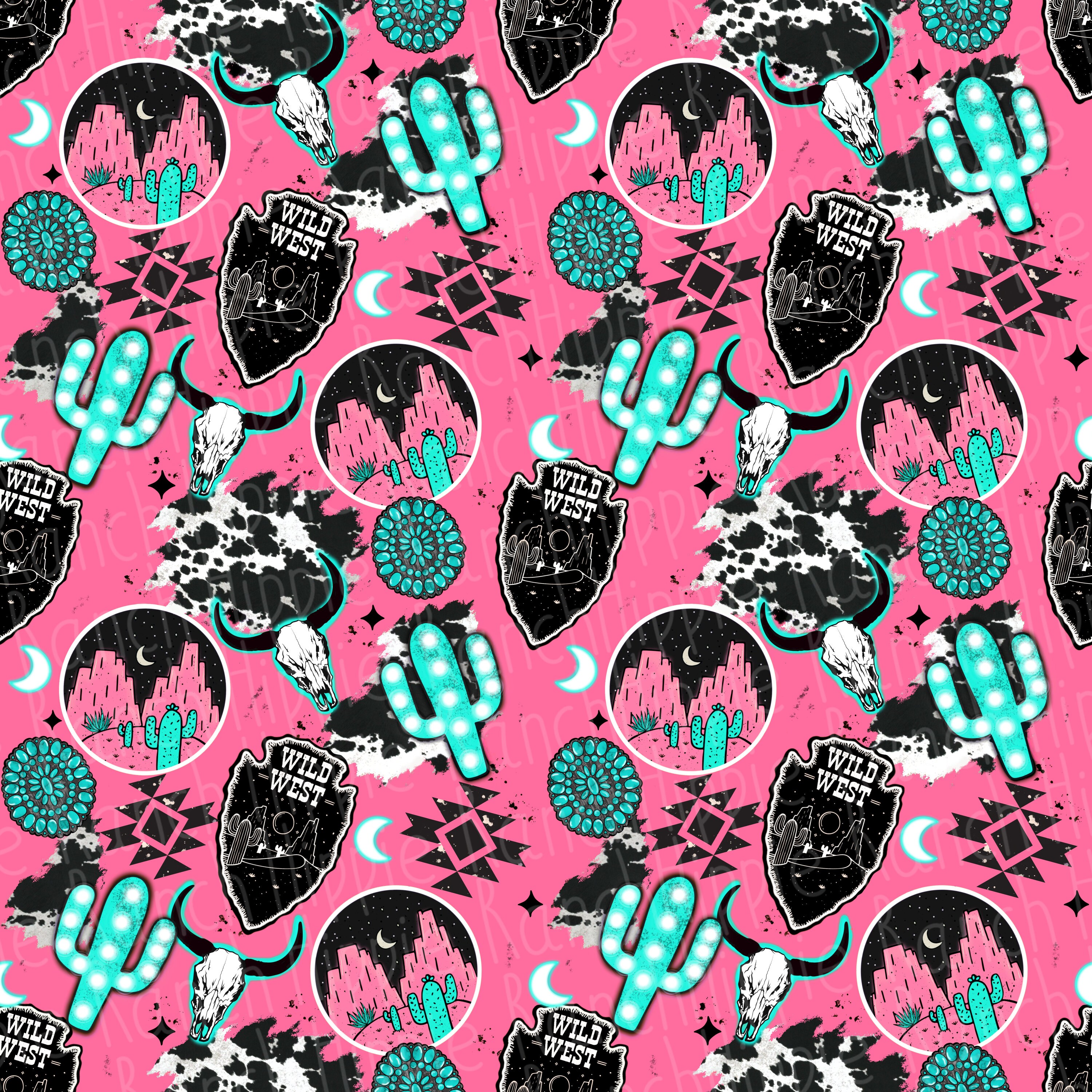 Western Seamless Pattern. Pink Western. Digital Download Only. Png File ...