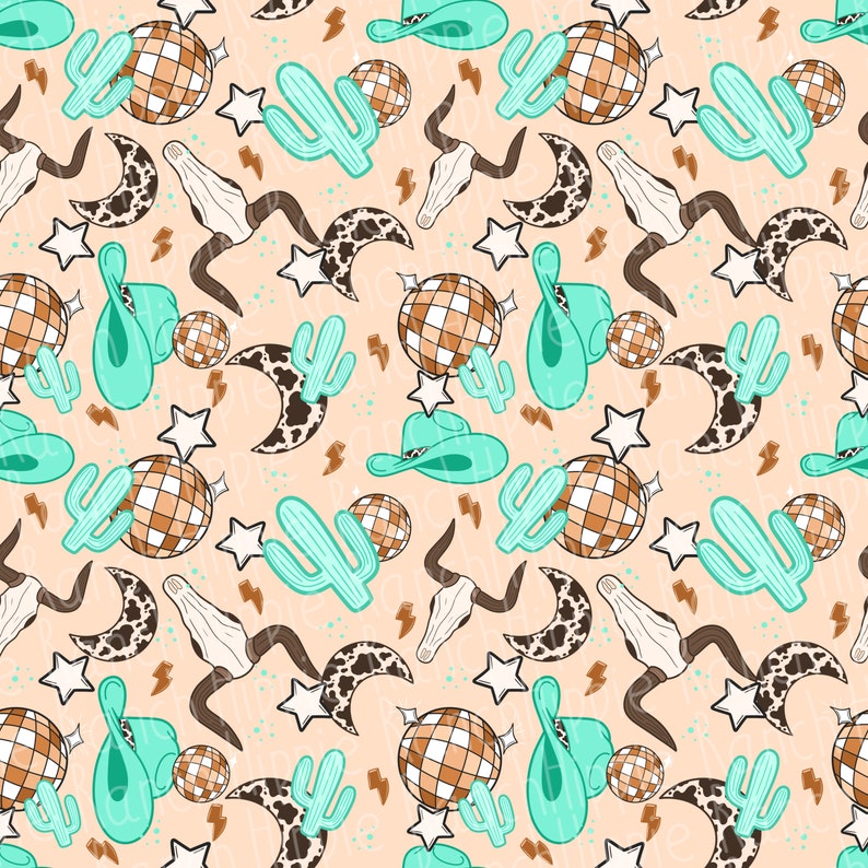 Western Disco Seamless Pattern. Digital Download Only. Png - Etsy