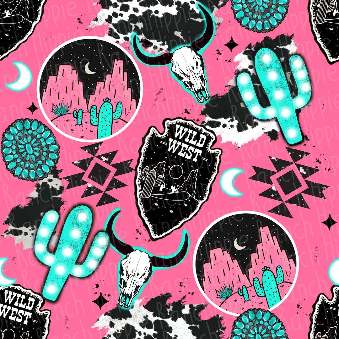 Western Seamless Pattern. Pink Western. Digital Download Only. Png File ...