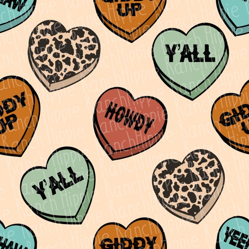 Western Valentines Day Seamless Pattern. Digital Download - Etsy