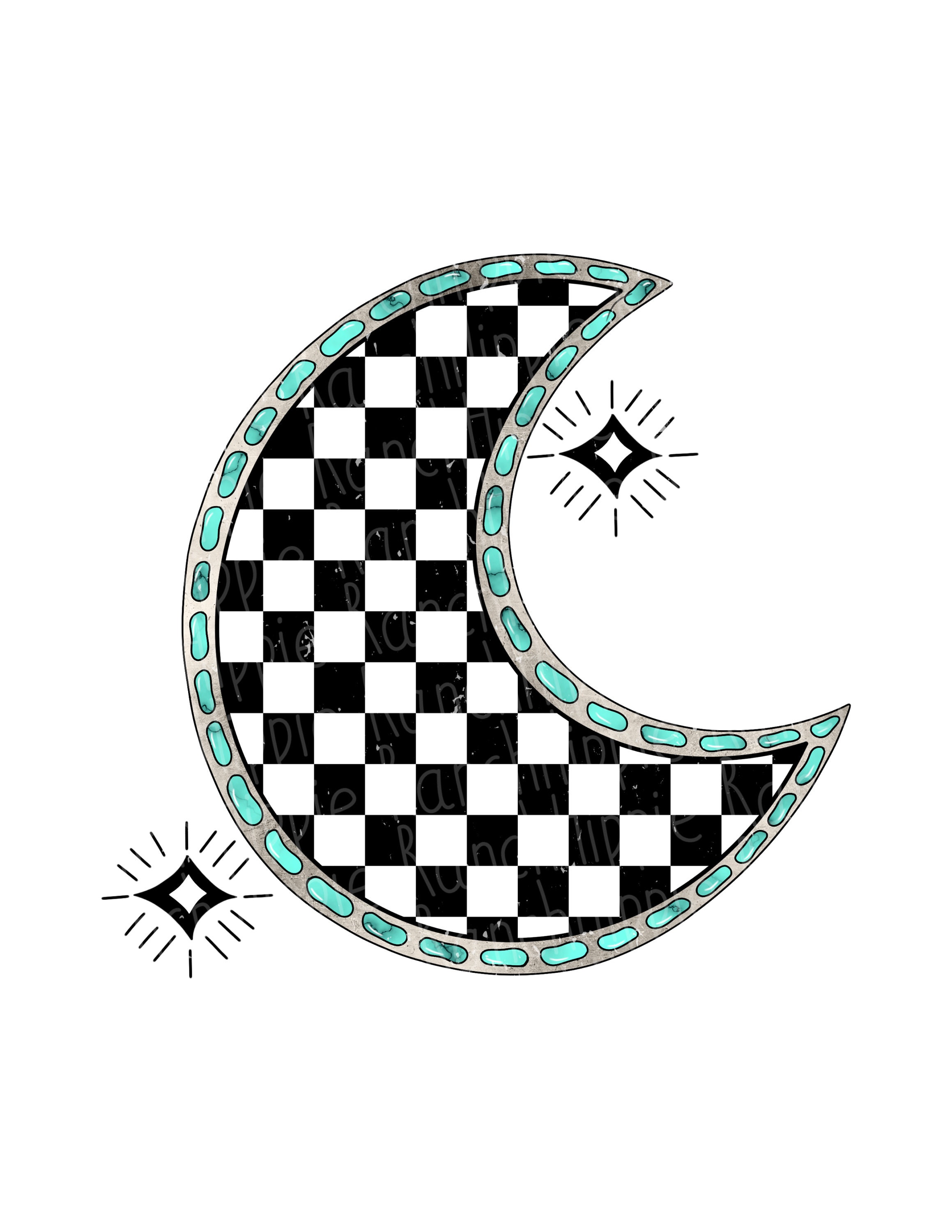 Western Checkered Moon Png Design. Digital Download Only. Png File - Etsy
