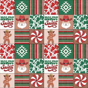 Christmas Western Quilt Style Seamless Pattern. Digital Download Only ...