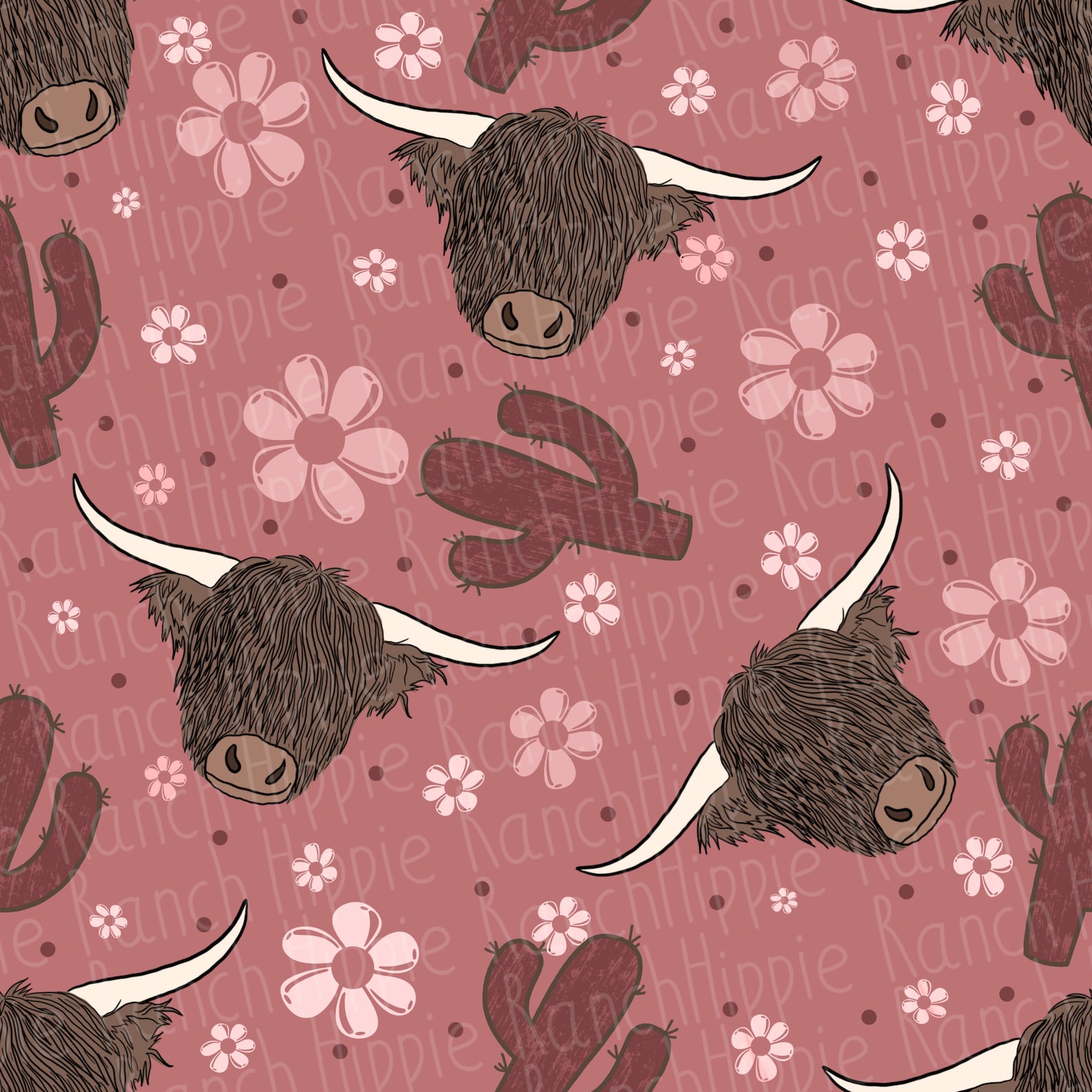 Highland Cow Seamless Pattern. Digital Download Only. Png File - Etsy