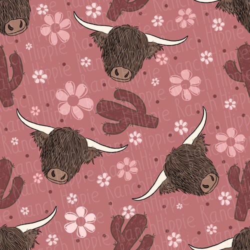 Highland Cow Seamless Pattern. Digital Download Only. Png File - Etsy