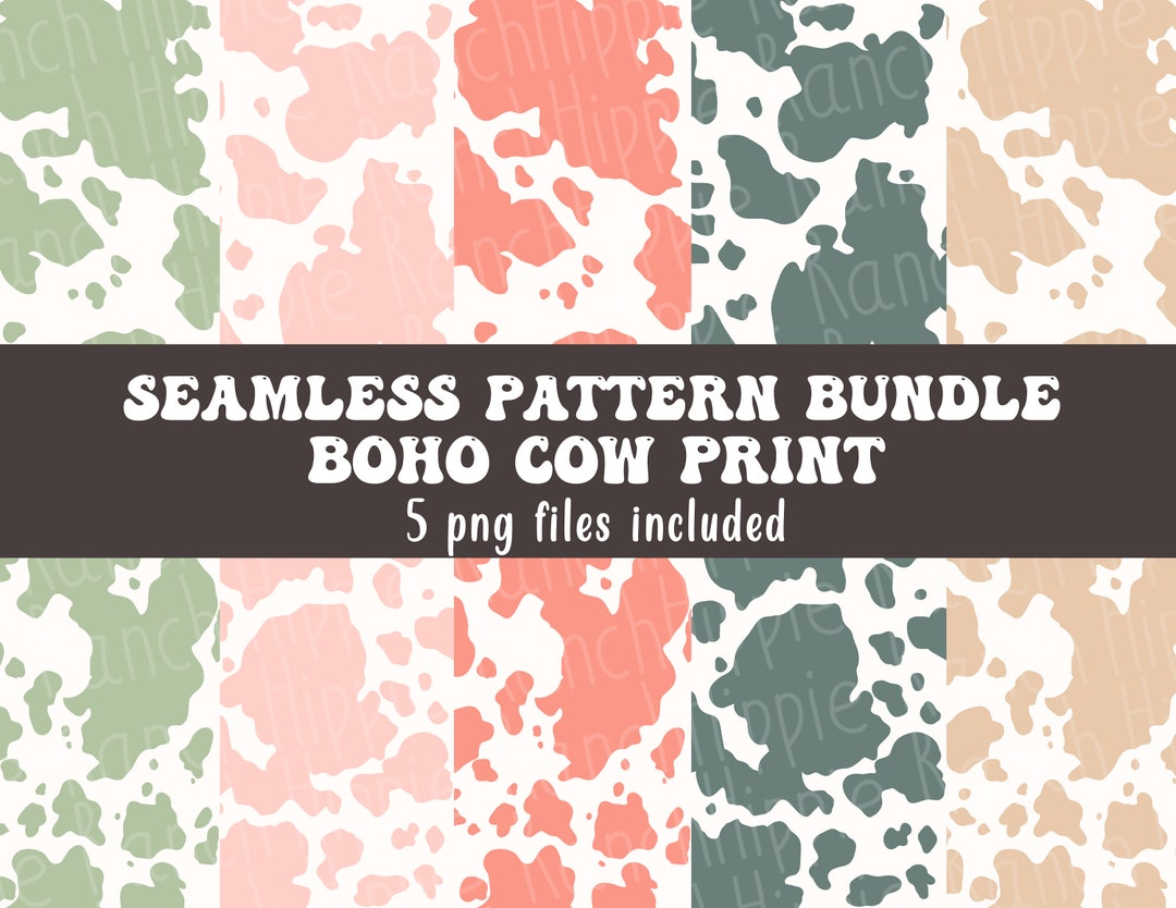 Boho Cow Print Seamless Pattern Bundle. Digital Download Only. PNG ...