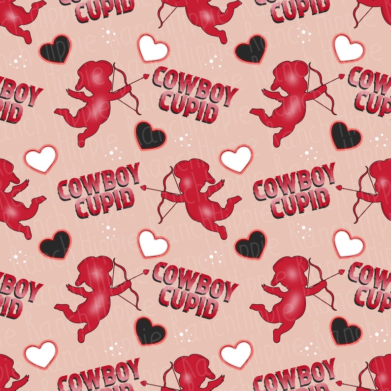 Valentines Day. Cowboy Cupid Seamless Pattern. Digital Download Only ...