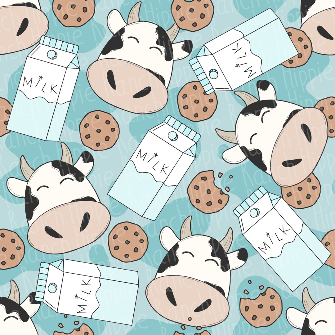 Blueberry Milk Cow Seamless Pattern. Western Seamless Png. Digital ...